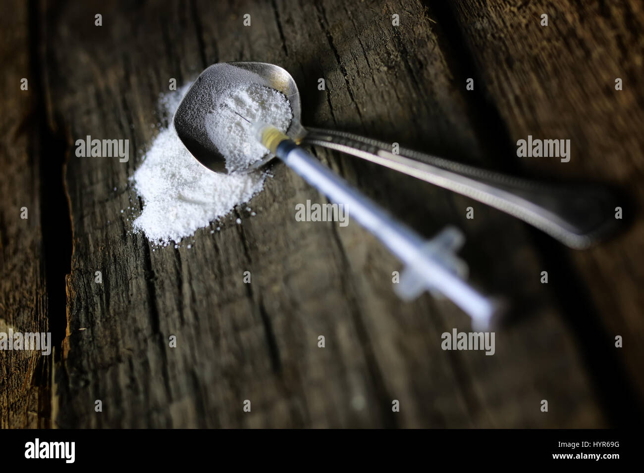 cocain drug syringe spoon Stock Photo - Alamy