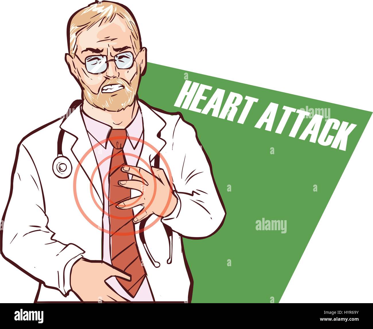 Vector illustration of a The doctor who had a heart attack Stock Vector ...