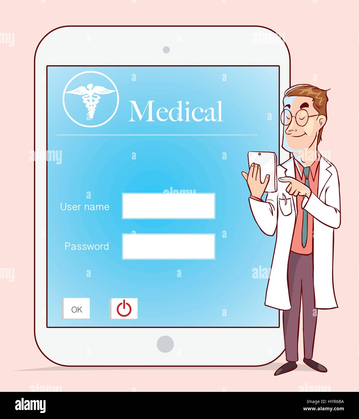 Medicine doctor working with modern tablet computer and virtual ...