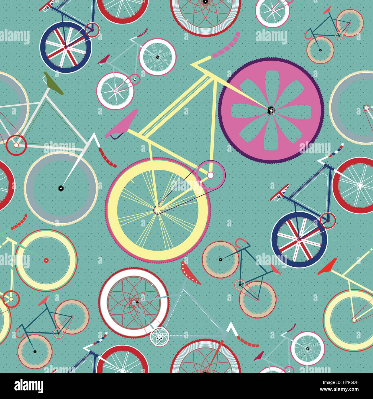 vector seamless blue background Fixed Gear Bike Pattern Stock Vector ...