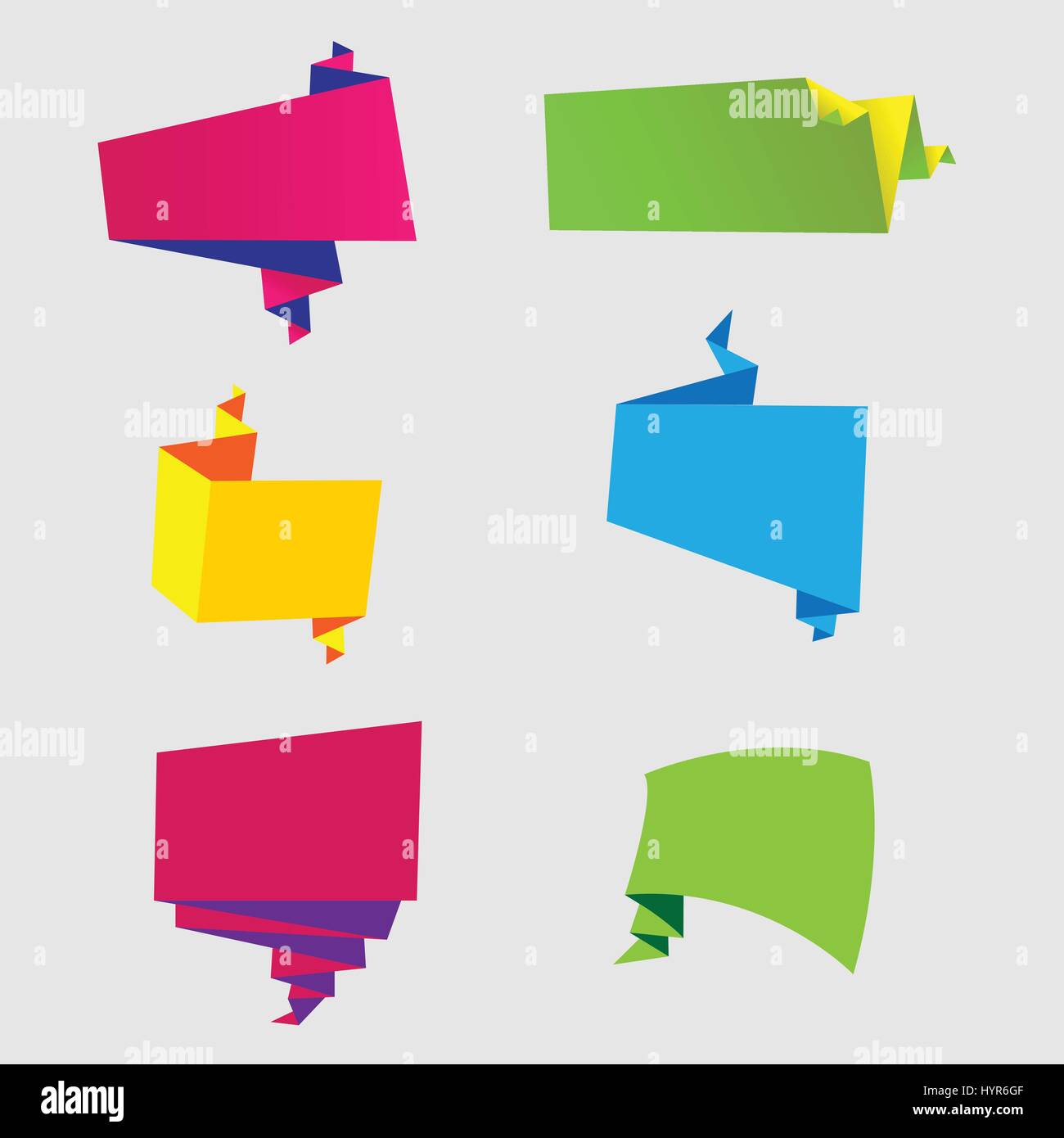 vector bright colored origami speech bubble set Stock Vector Image ...