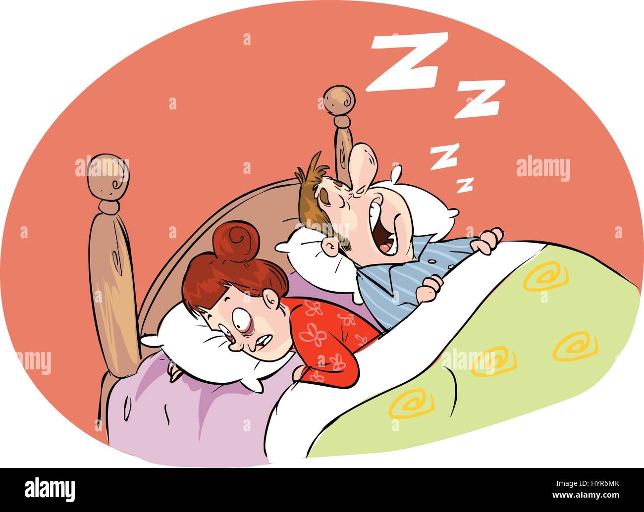 white backround Vector illustration of a loud snoring husband Stock ...
