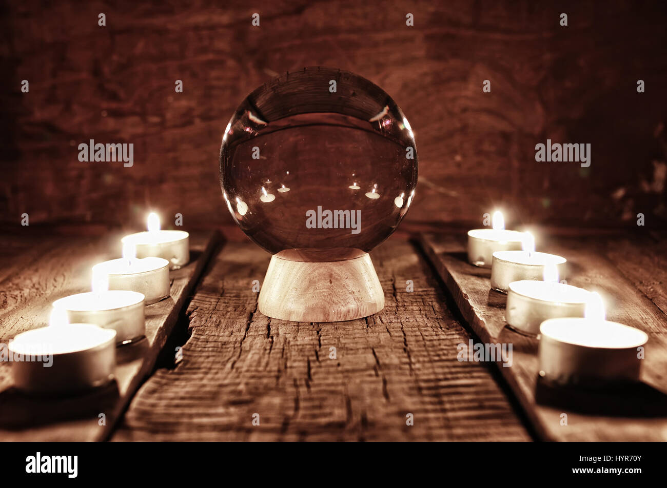 future teller candle divination Stock Photo - Alamy
