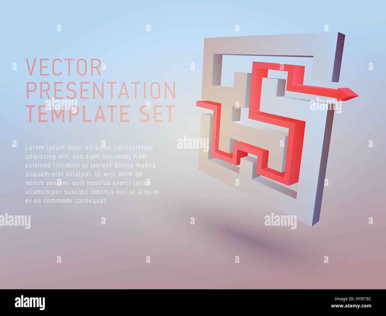 vector 3d business theme presentation template set Stock Vector Image ...