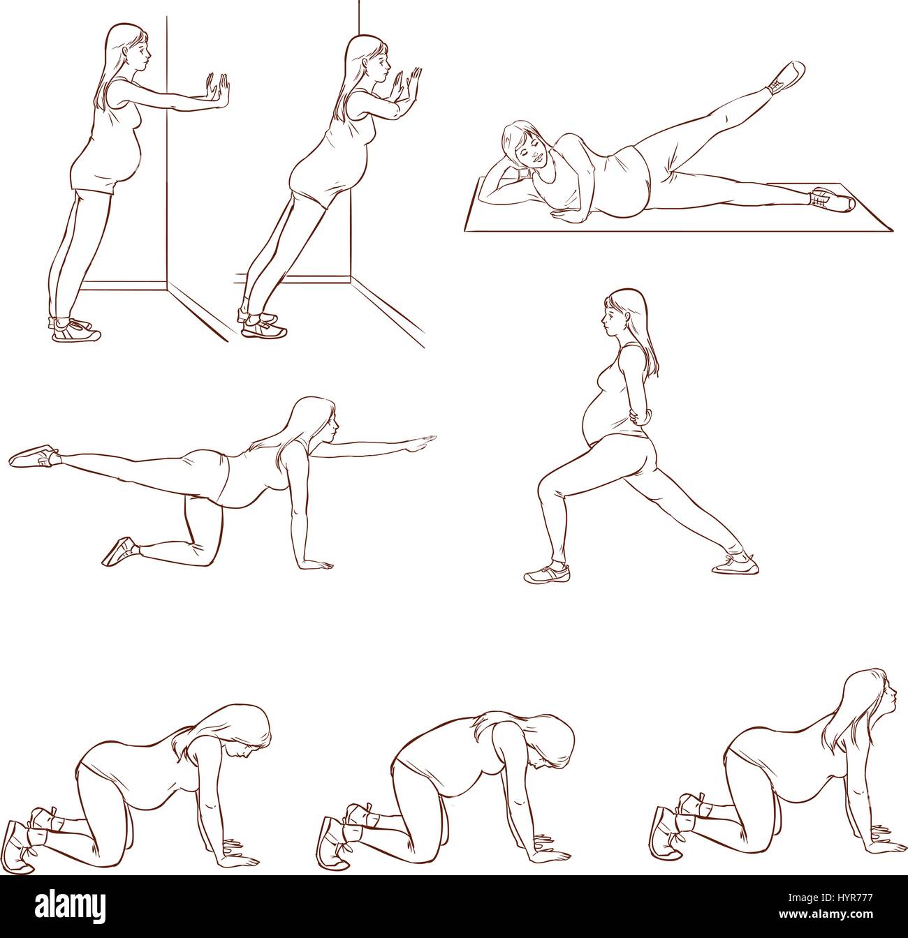 vector illustration of a pregnant exercises sets Stock Vector Image ...