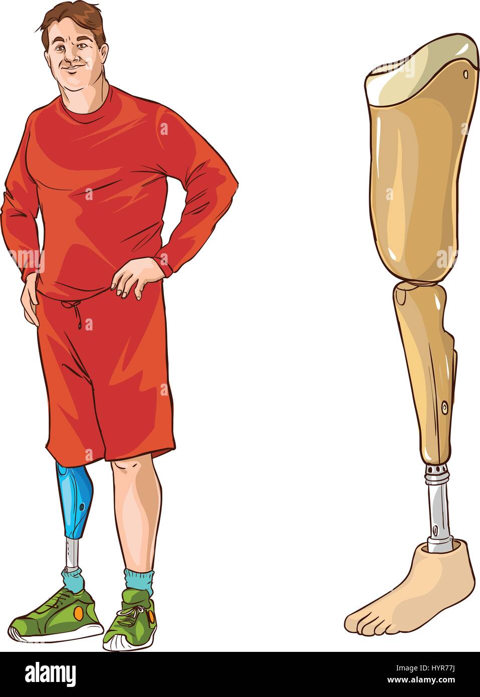 white background vector illustration of a prosthetic leg Stock Vector ...