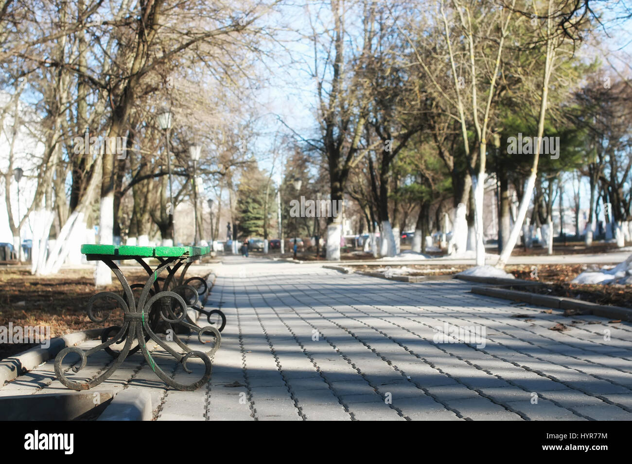 bench in spring park Stock Photo - Alamy