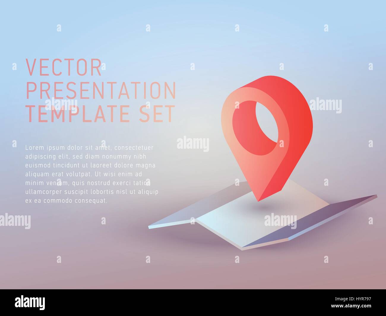 vector 3d business theme presentation template set Stock Vector Image ...