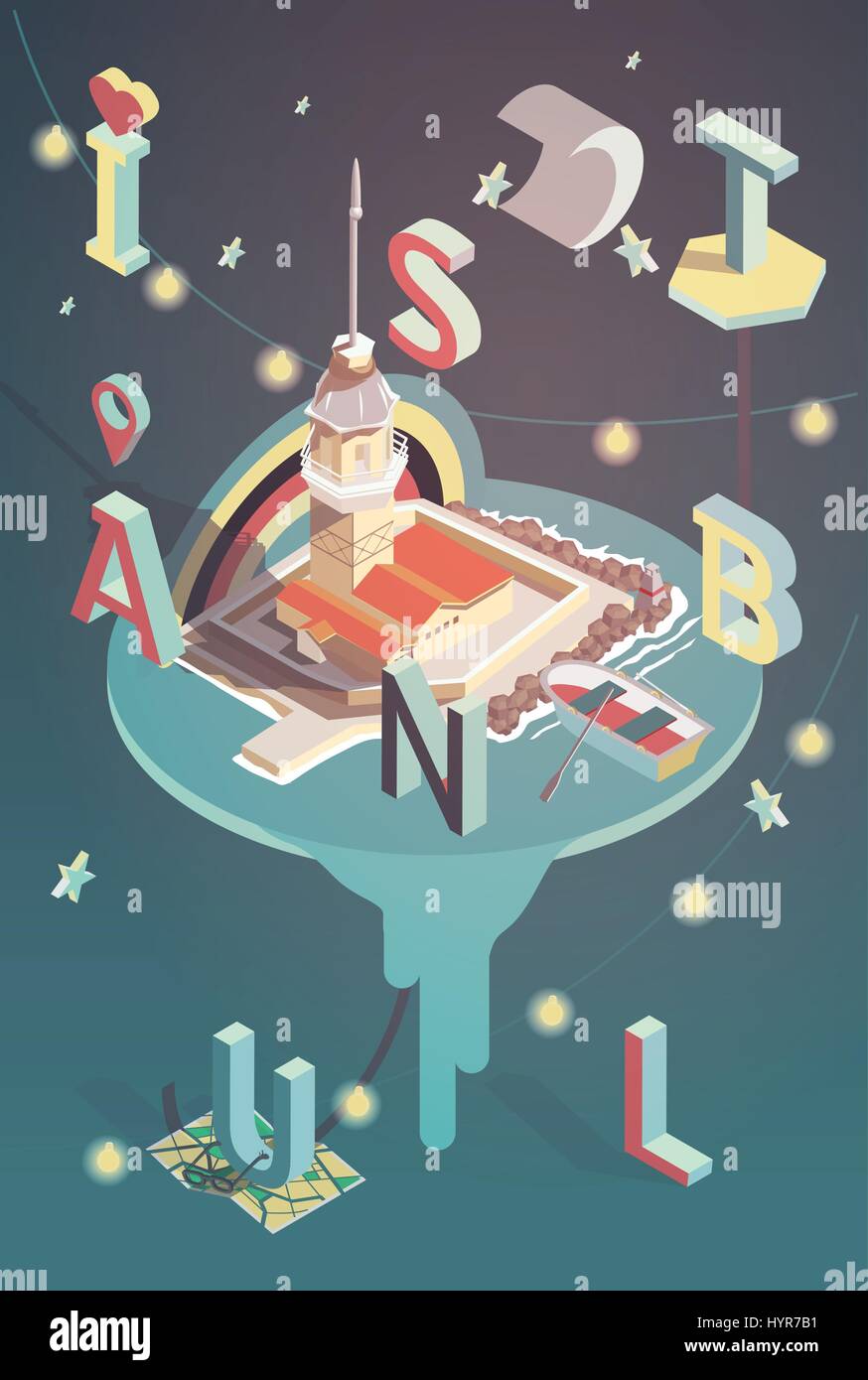 3d isometric vector illustration istanbul poster Stock Vector Image ...