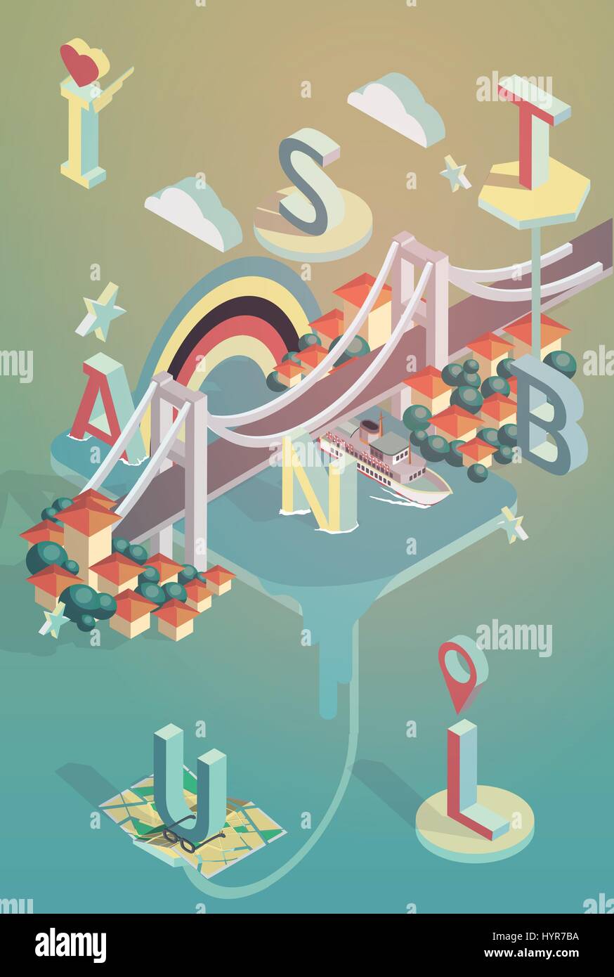 3d isometric vector illustration istanbul poster Stock Vector Image ...