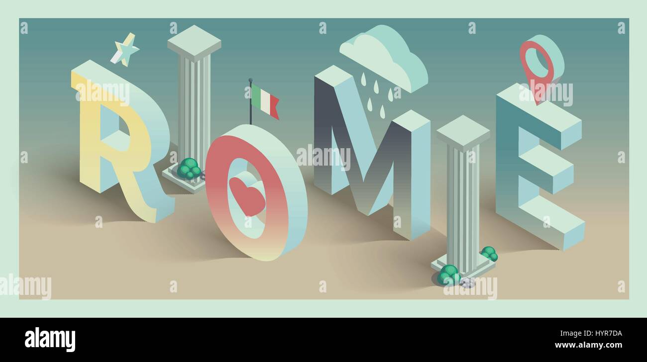 3d isometric vector rome postcard Stock Vector Image & Art - Alamy