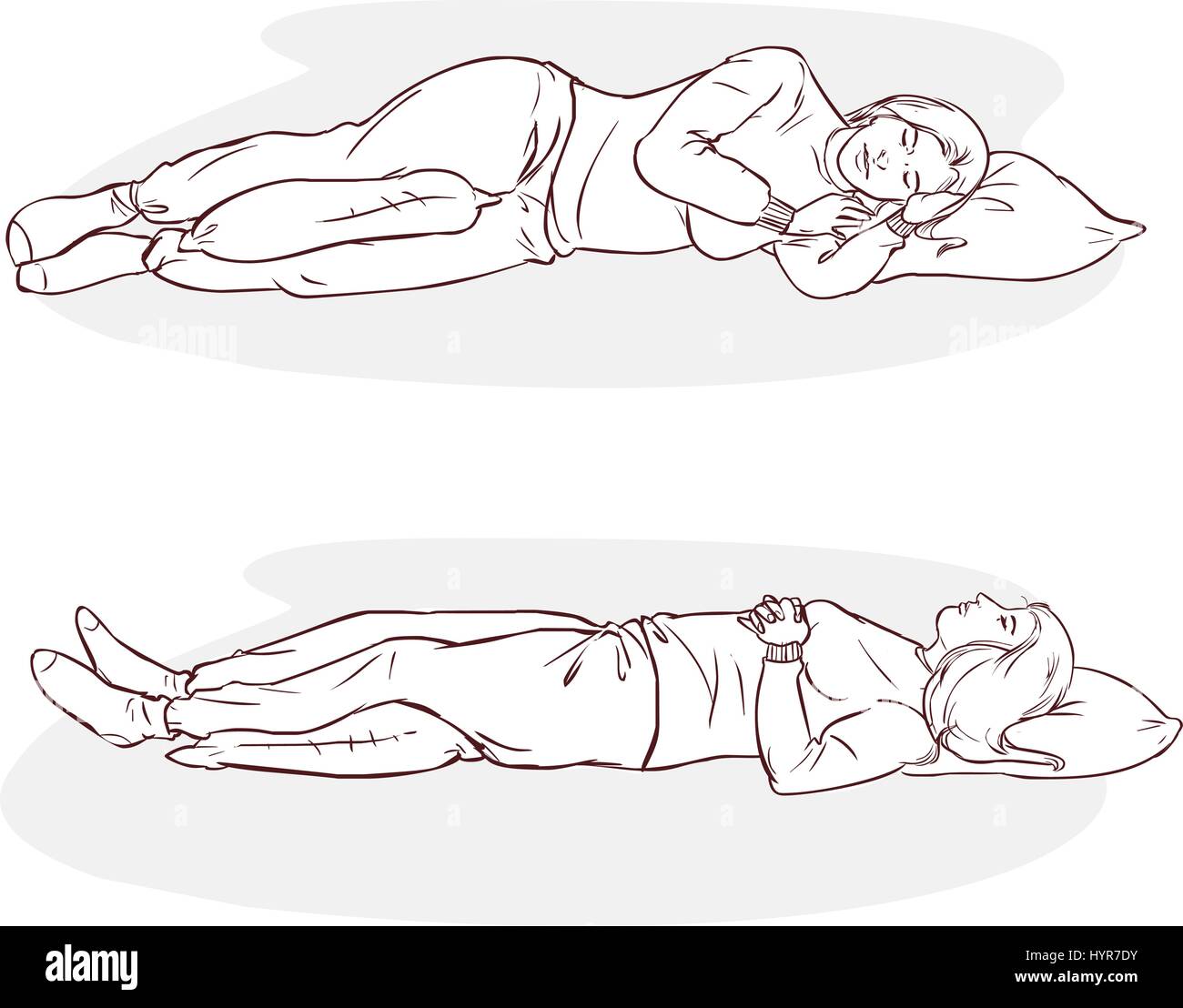 white background vector illustration of a sleeping positions Stock ...