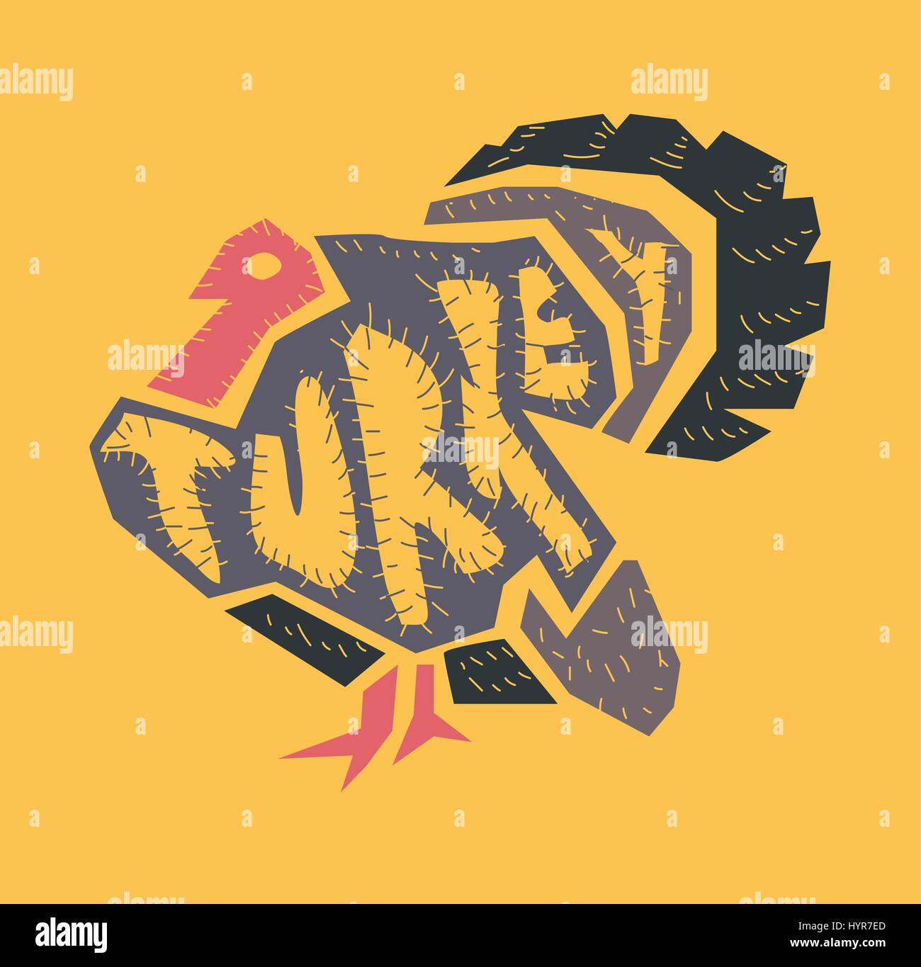 vector cubic style turkey illustration with typography Stock Vector ...