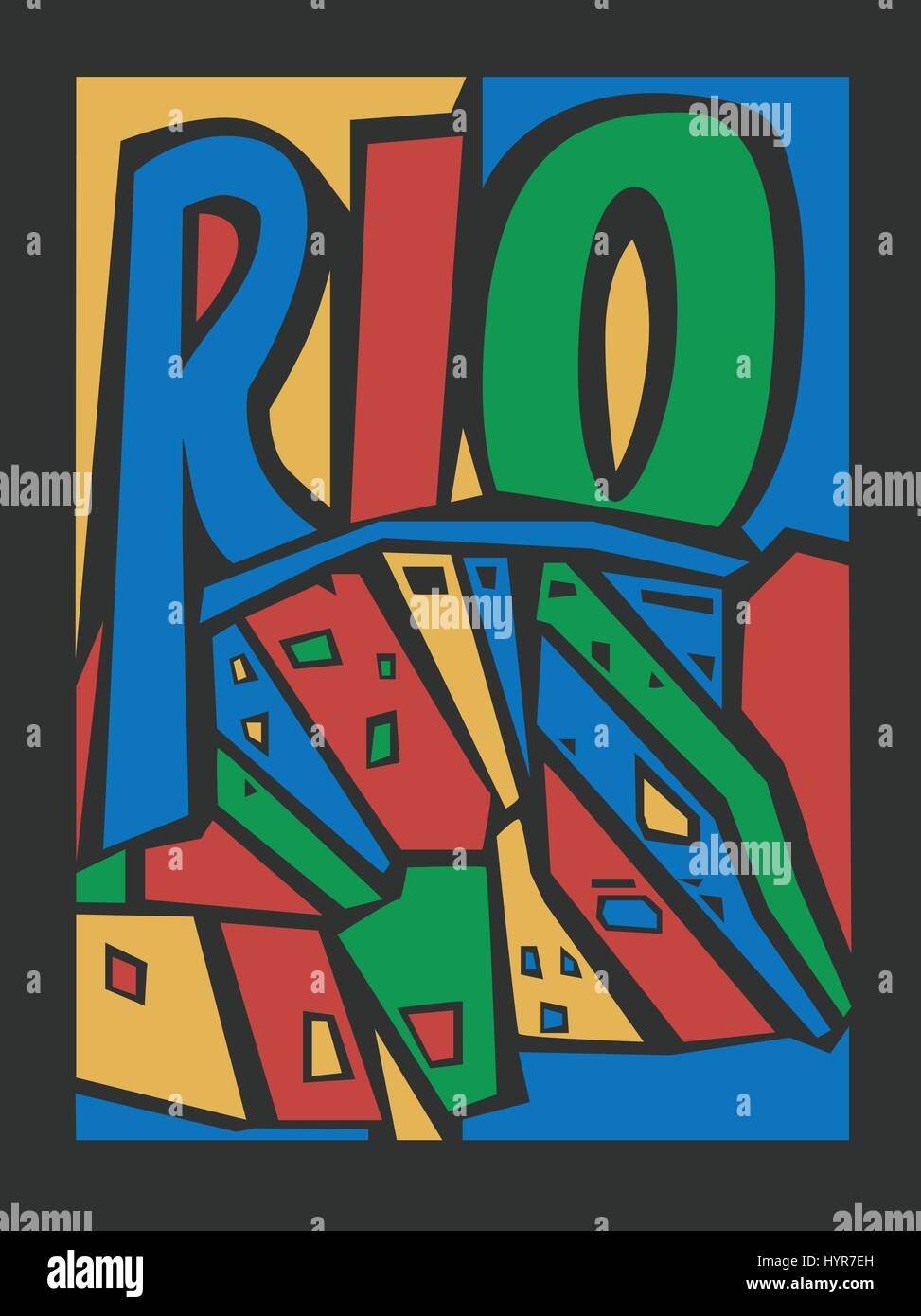 typographic vector touristic hand drawn rio city poster Stock Vector ...