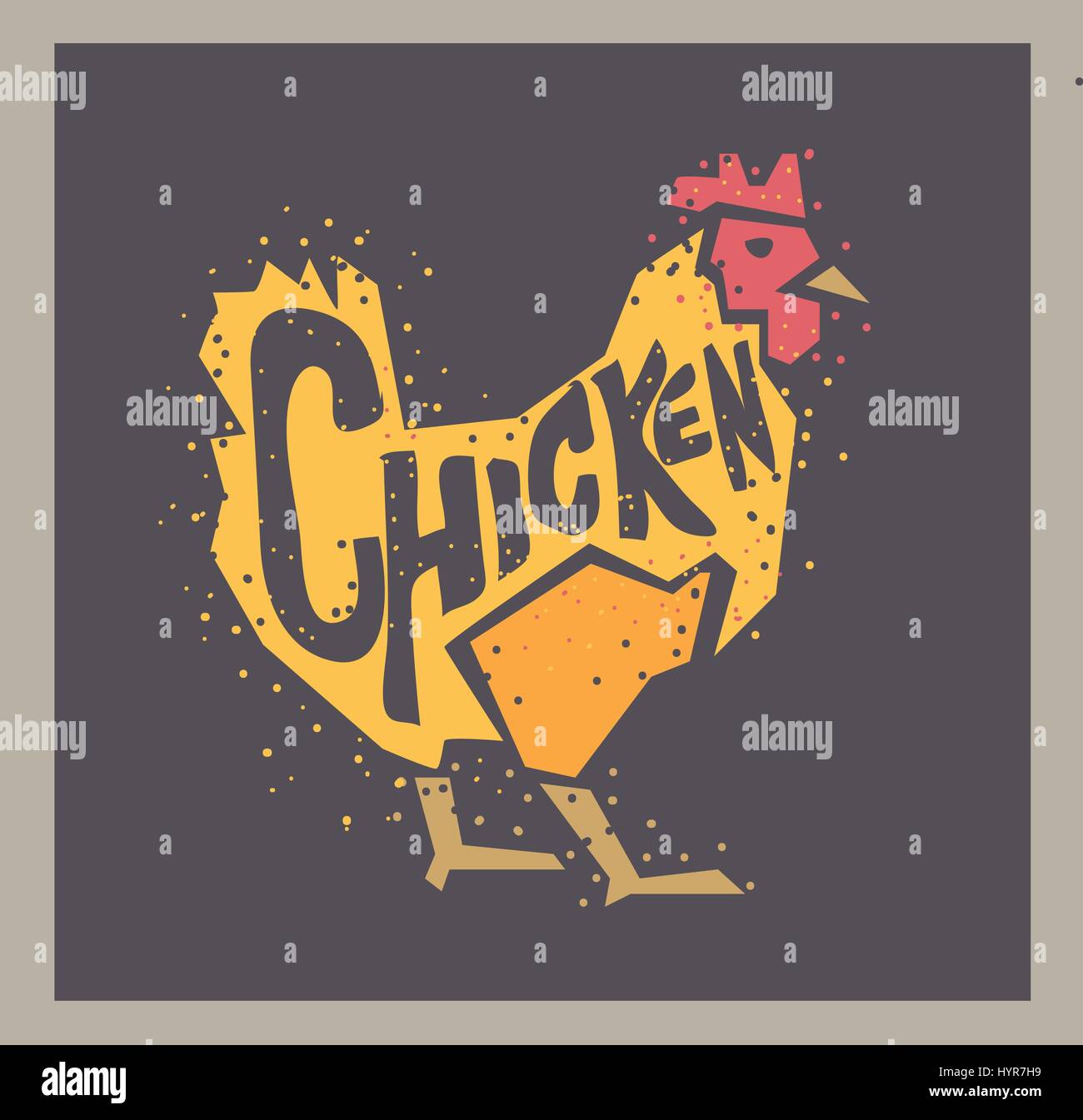 vector cubic style chicken illustration with typography Stock Vector ...