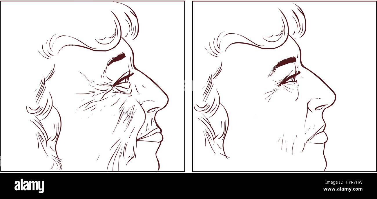 white background vector illustration of a face wrinkles Stock Vector ...