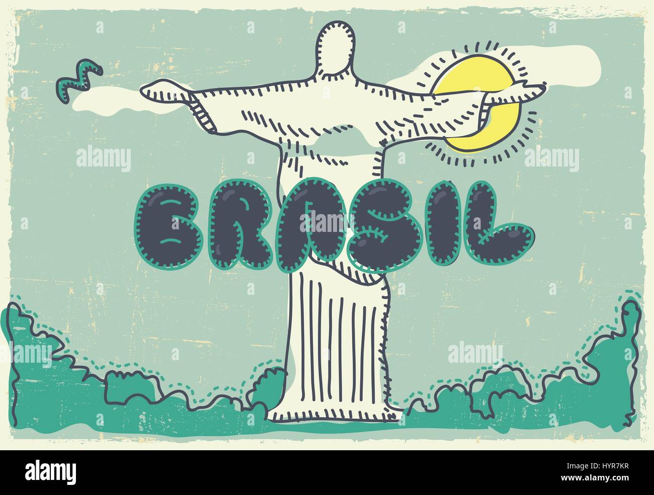 vector brazil postcard with jesus sculpture Stock Vector Image & Art ...