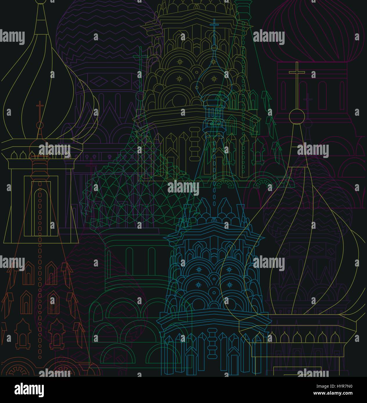 Vector line drawing illustration moscow hi-res stock photography and ...