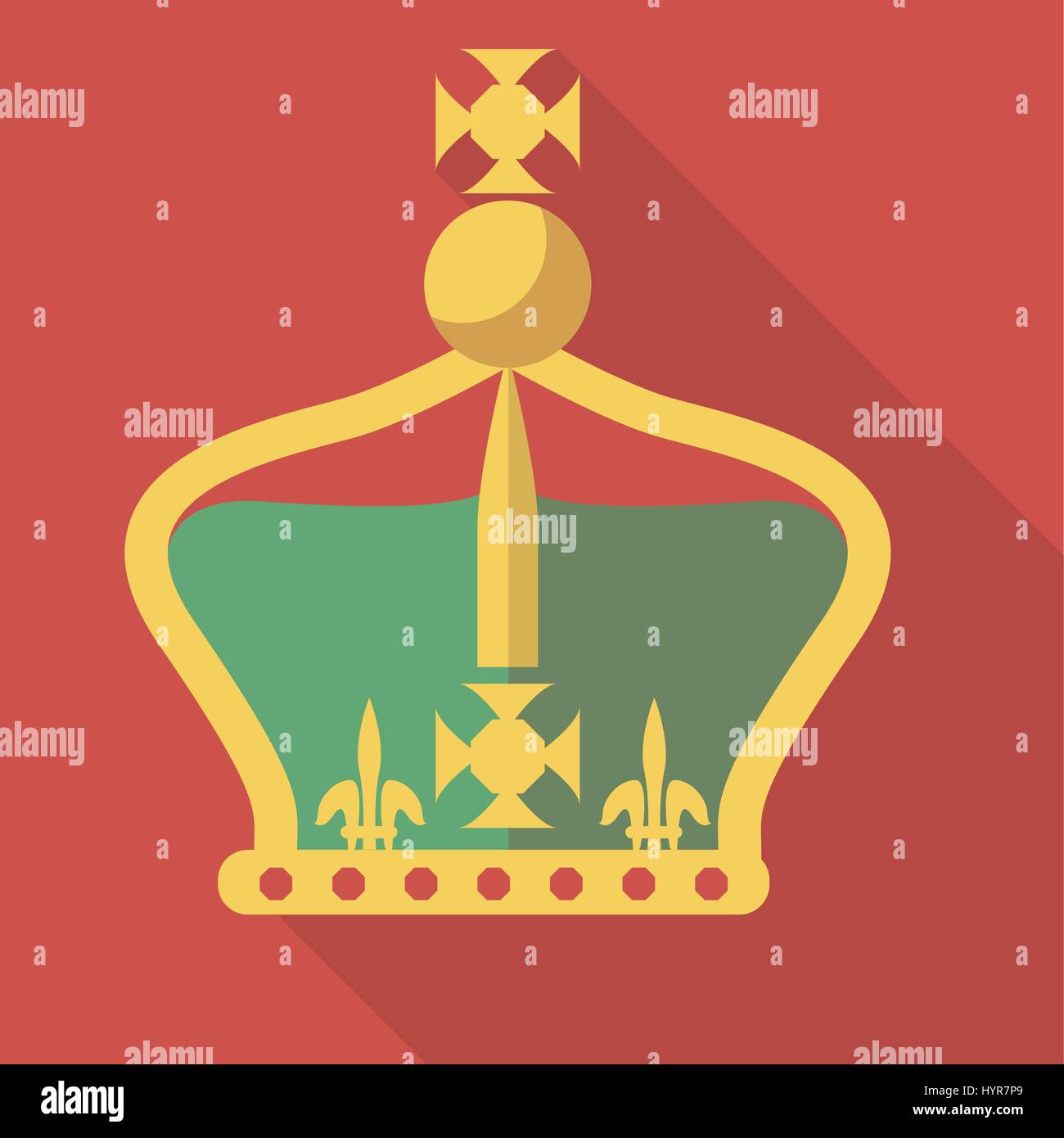 Vector illustration long shadow flat icon of royal crown Stock Vector ...