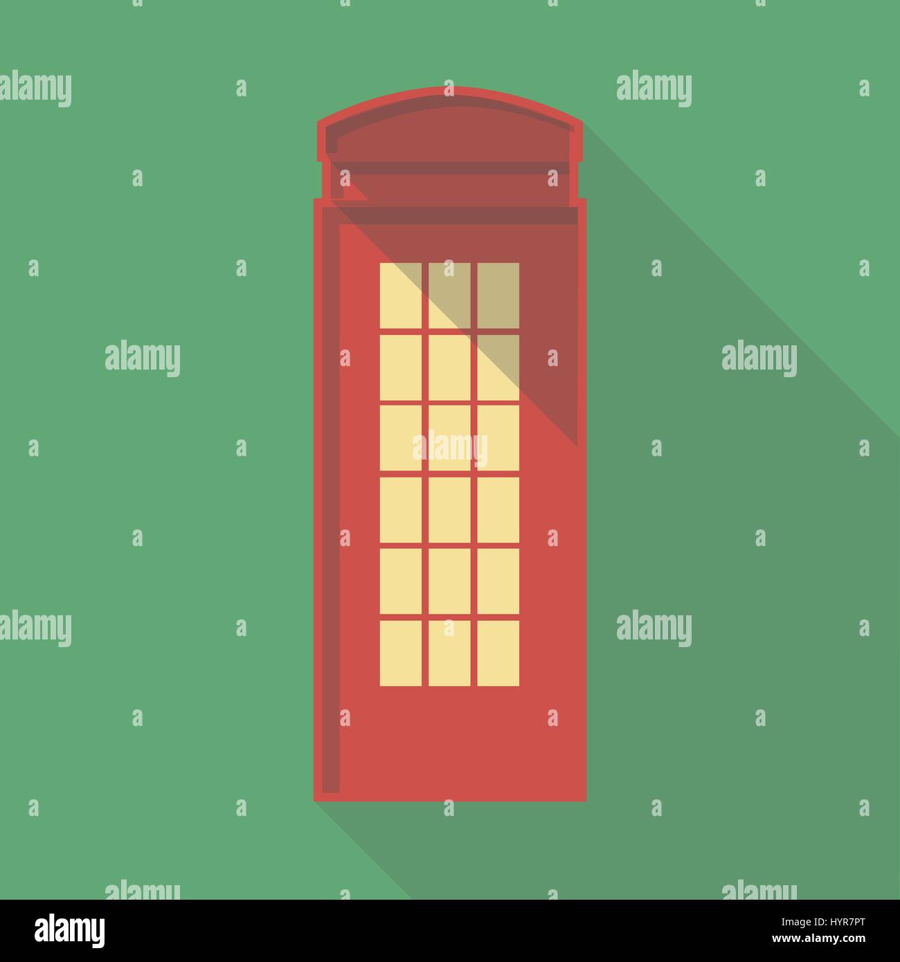 Vector illustration long shadow flat icon of london telephone box Stock ...