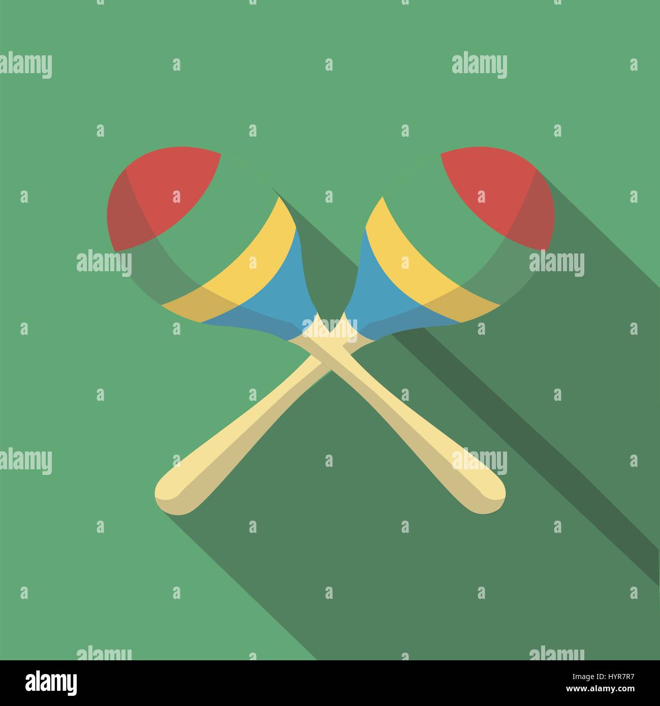Vector illustration long shadow flat icon of maracas instrument Stock ...