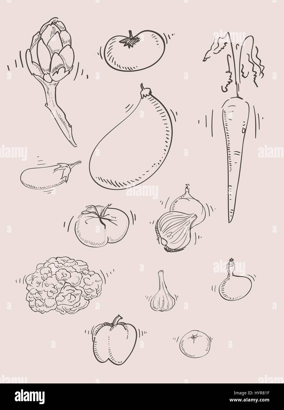 vector free style hand drawing vegetable set Stock Vector Image & Art ...