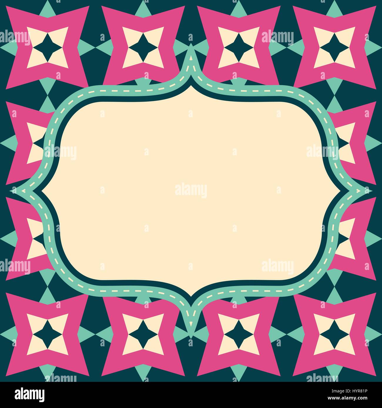 vector retro label layout on abstract geometric seamless pattern Stock ...