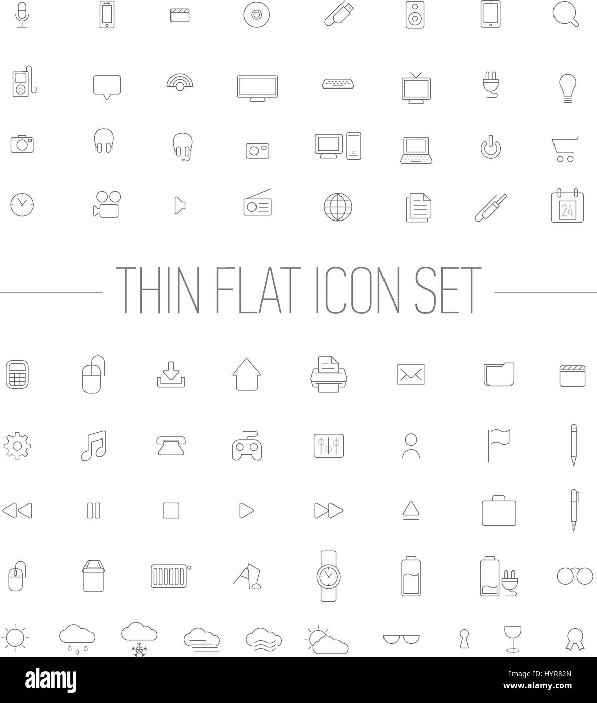 Mobile settings flat white Stock Vector Images - Alamy