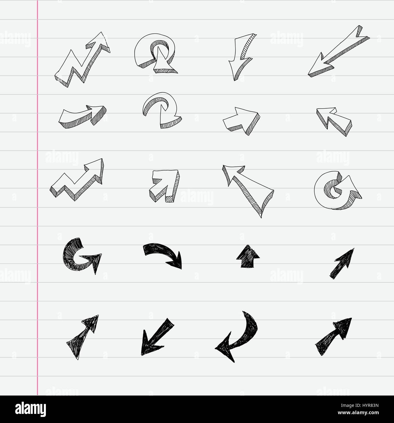 Hand Drawn Arrow Sketches various views Stock Vector Image & Art - Alamy