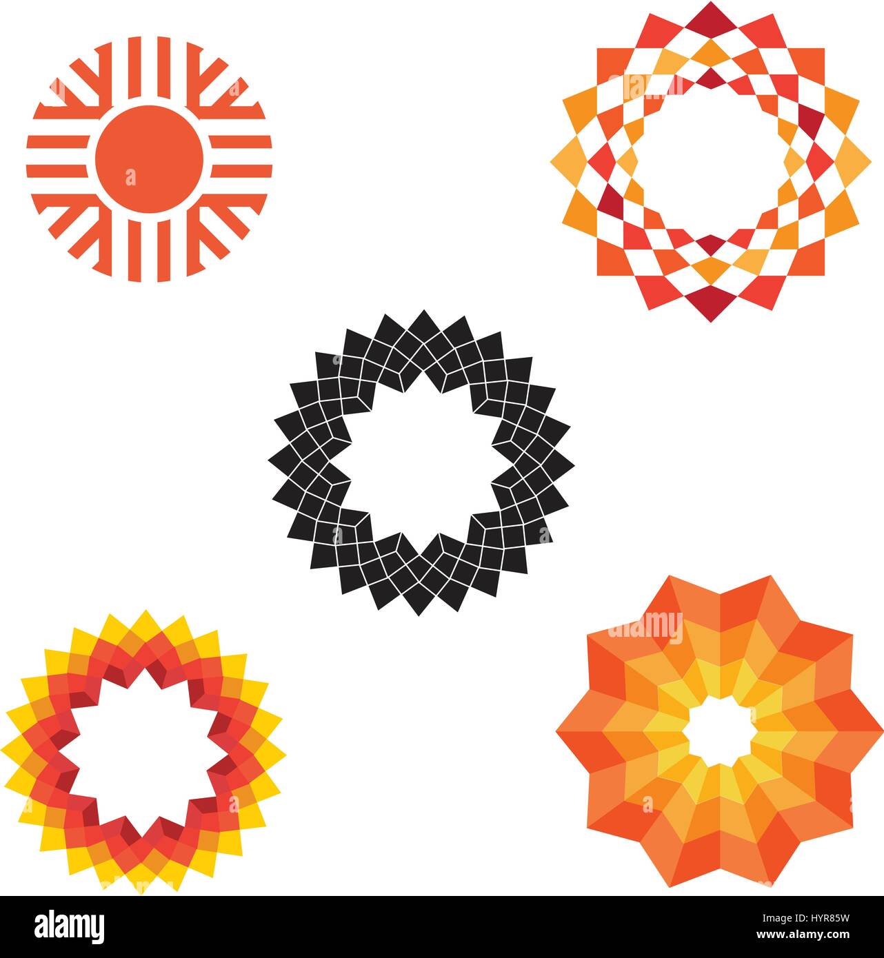 modern abstract various geometric vector sun icons Stock Vector Image ...