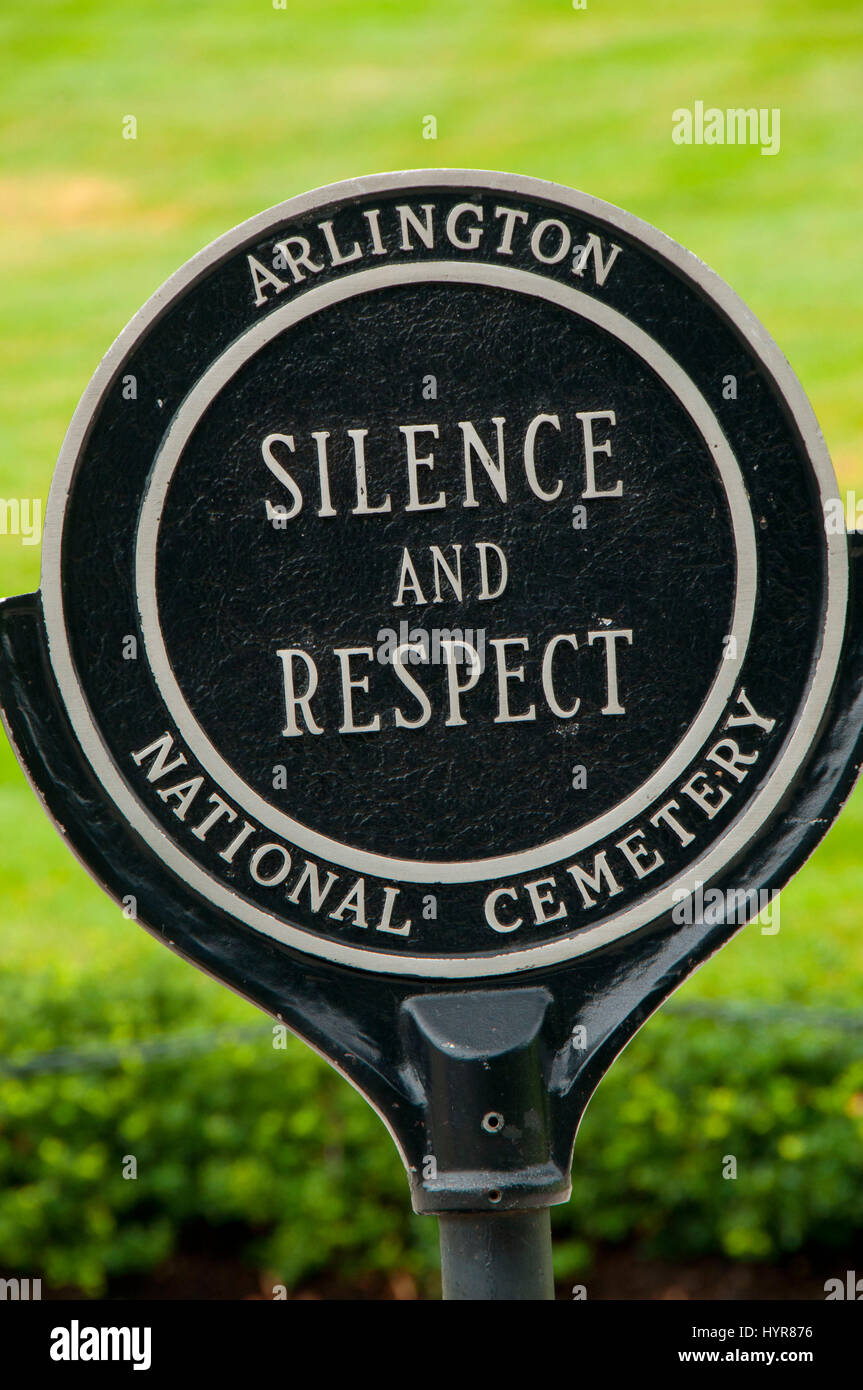 Silence sign, Arlington National Cemetery, Virginia Stock Photo - Alamy