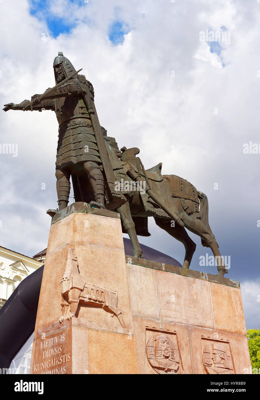 Statue of Grand Duke Gediminas on the Cathedral Square in the old town ...