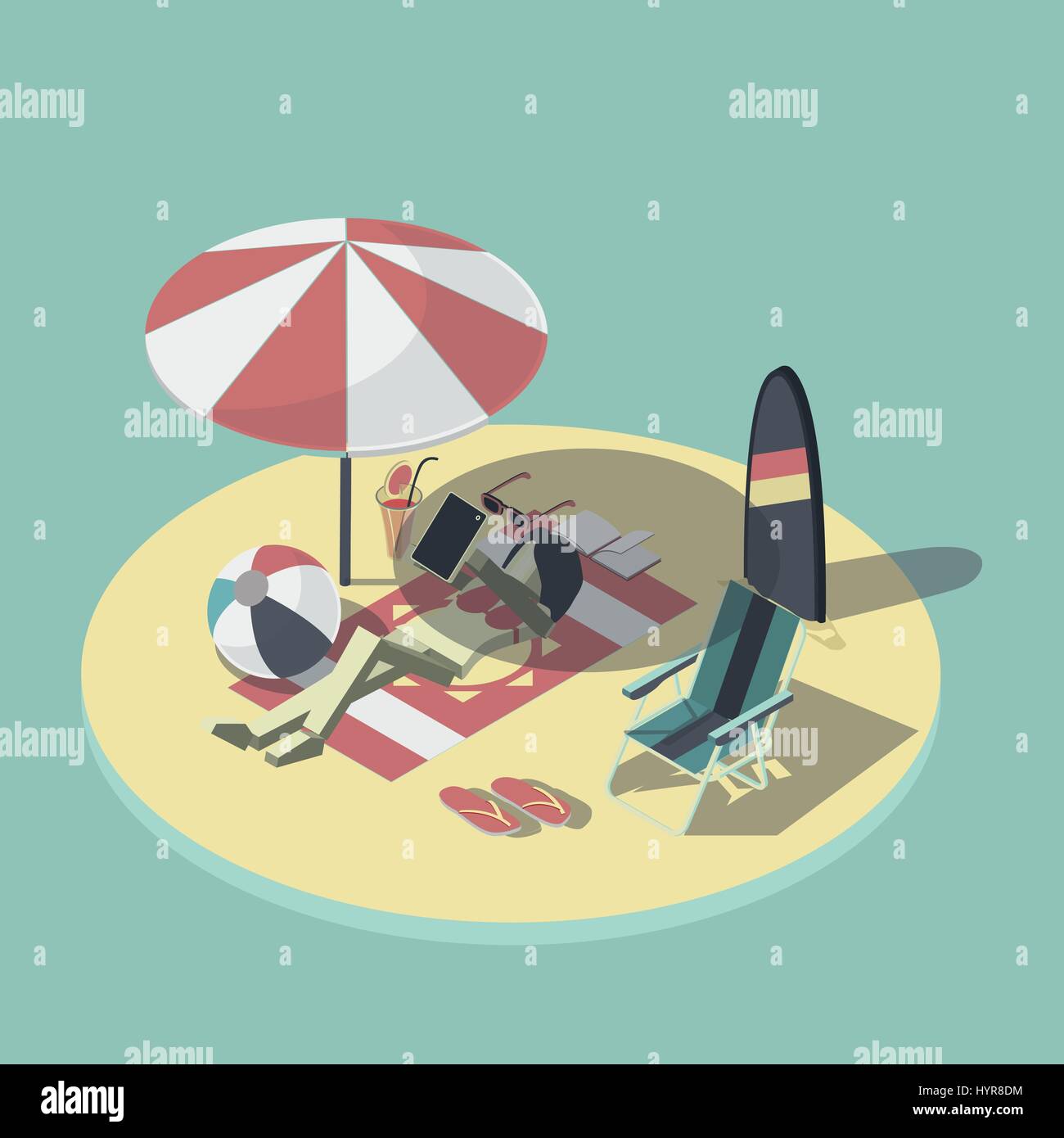 isometric vector illustration of empty beach scene Stock Vector Image ...