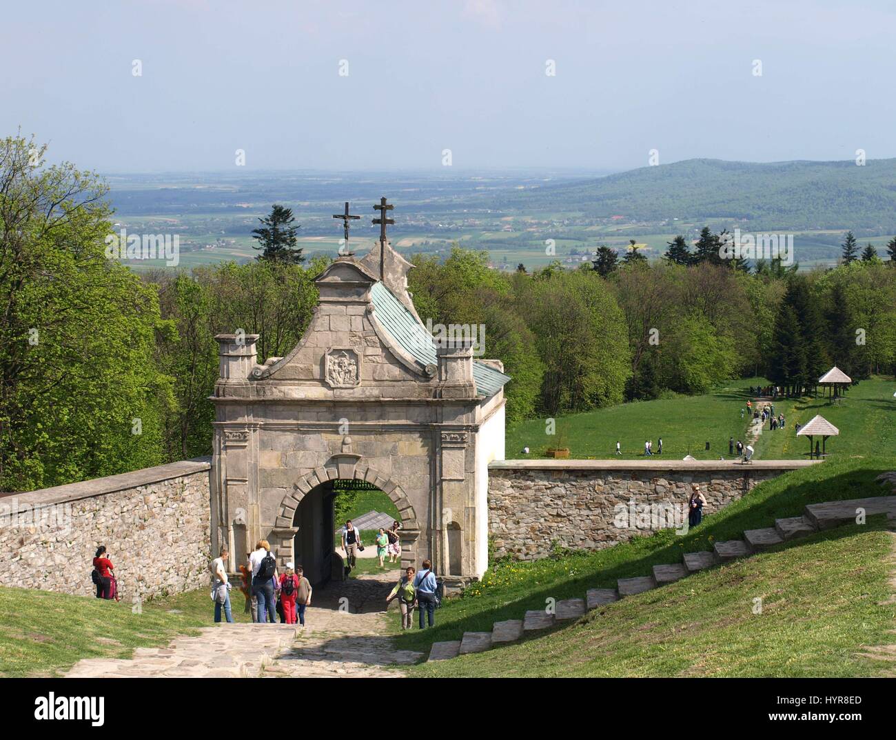 Monastery church in Swietokrzyskie Mountains in Swiety Krzyz (Lysa Gora ...