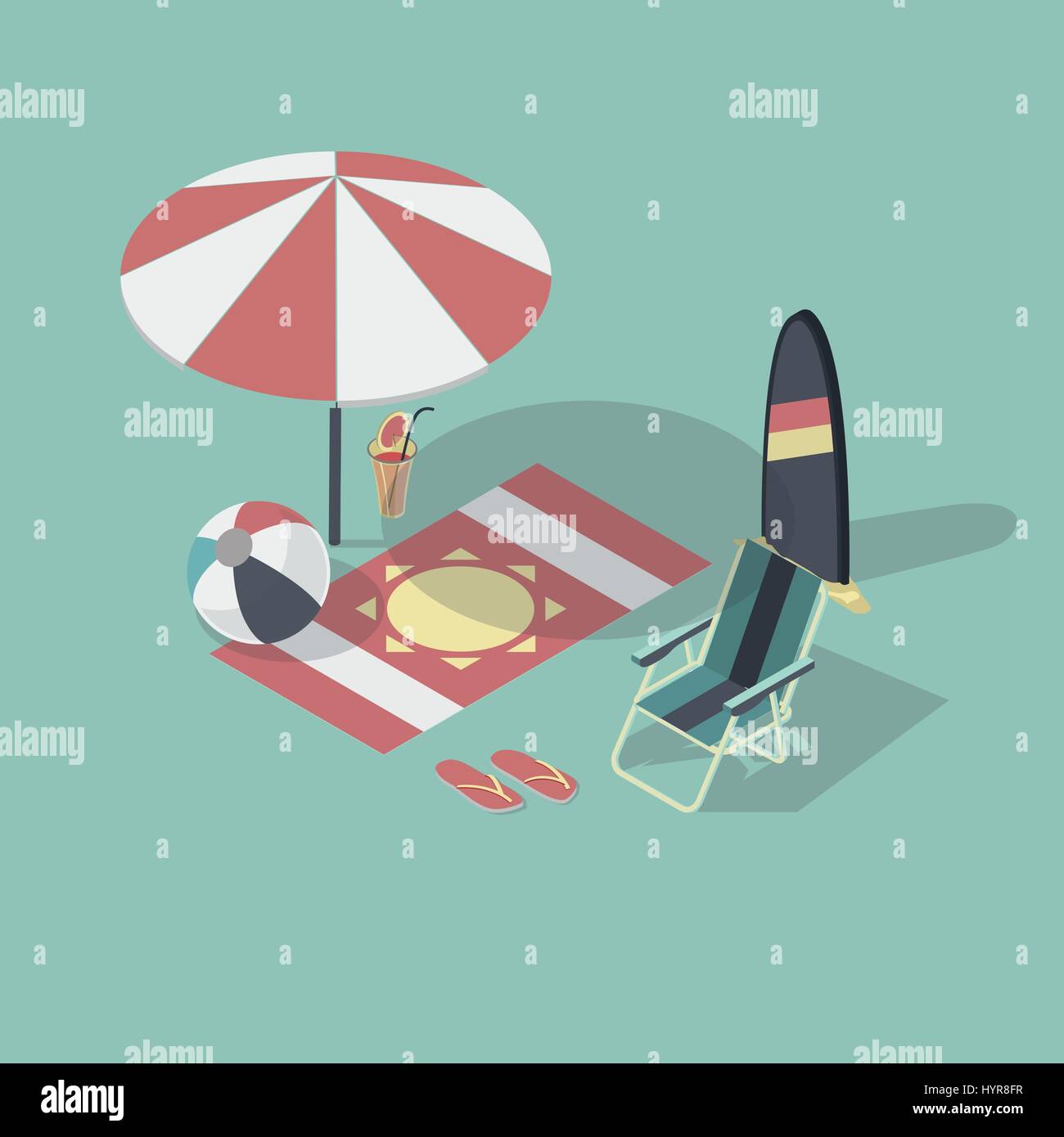isometric vector illustration of empty beach scene Stock Vector Image ...