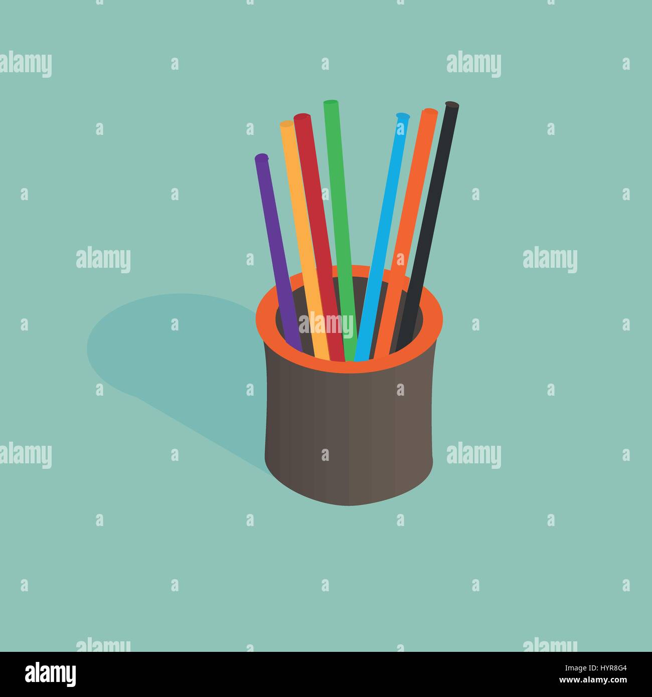 3d isometric pencil holder vector Stock Vector Images - Alamy