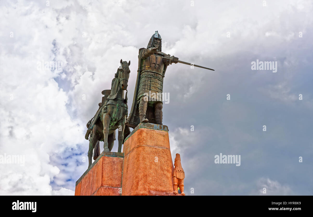 Statue of Grand Duke Gediminas on the Cathedral Square in the old town ...