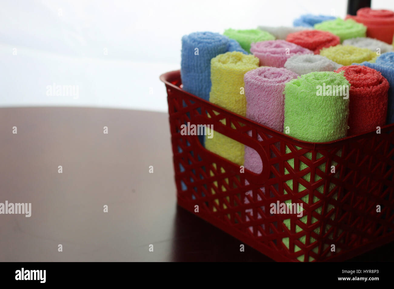 set of multi-colored towels Stock Photo - Alamy