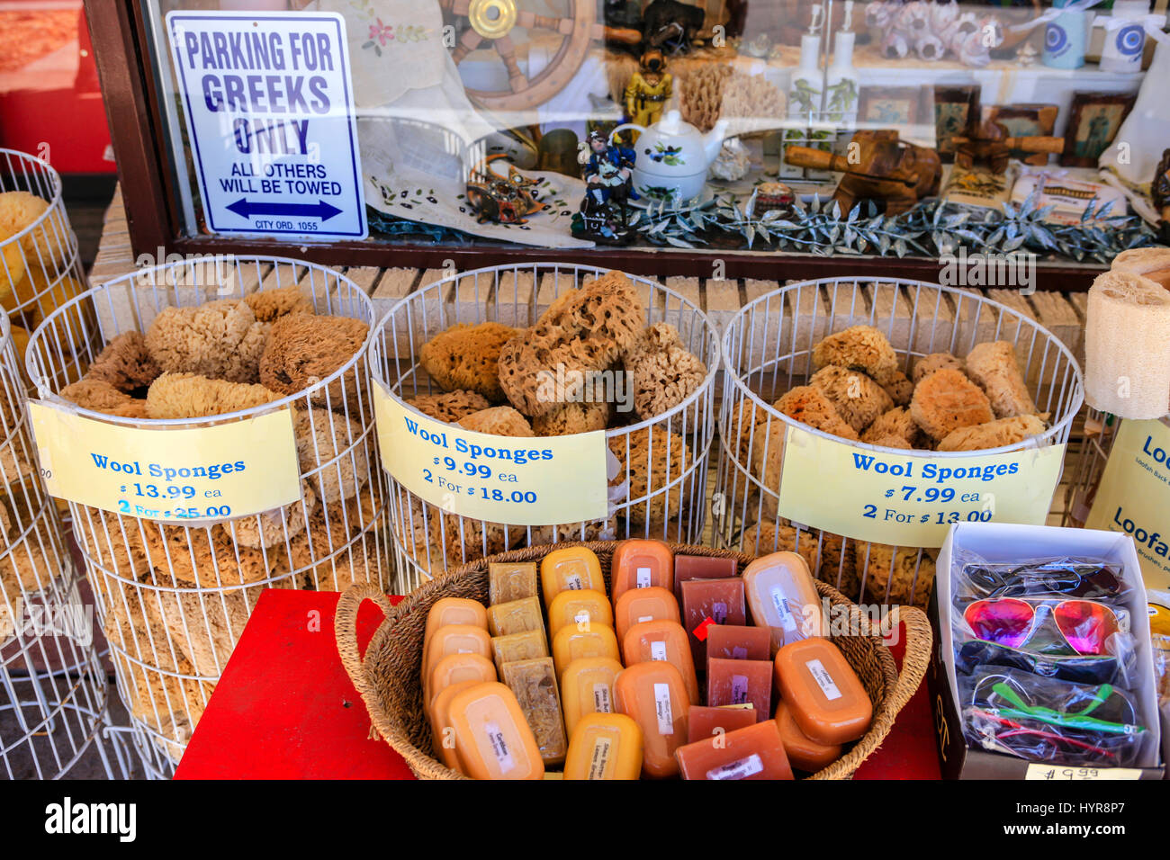 Natural sponges on sale in Tarpon Springs, Florida Stock Photo - Alamy