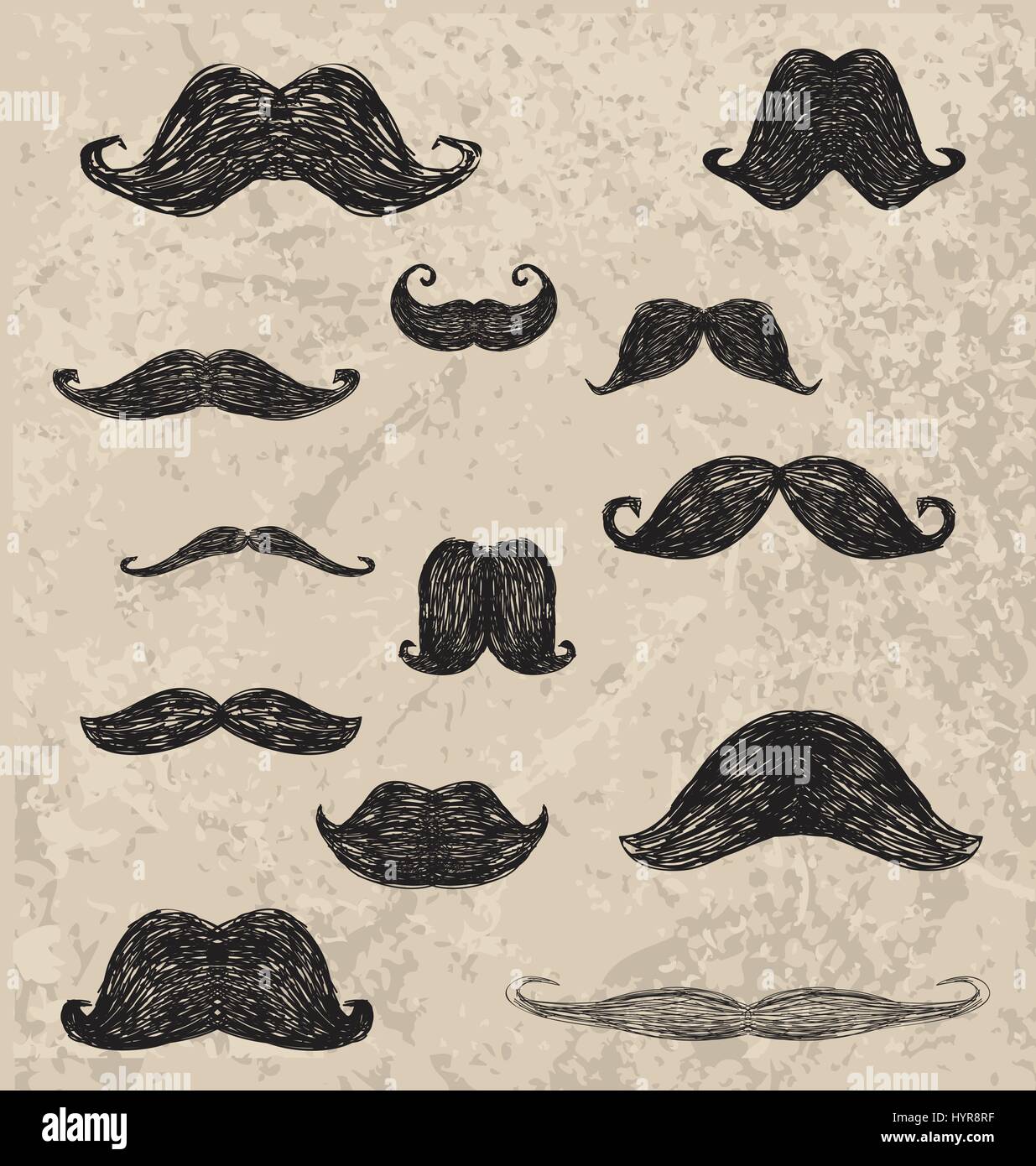 vector hand drawing different hipster moustache styles Stock Vector ...