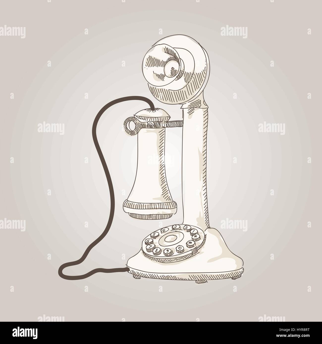 Vector hand drawing antique telephone hi-res stock photography and ...