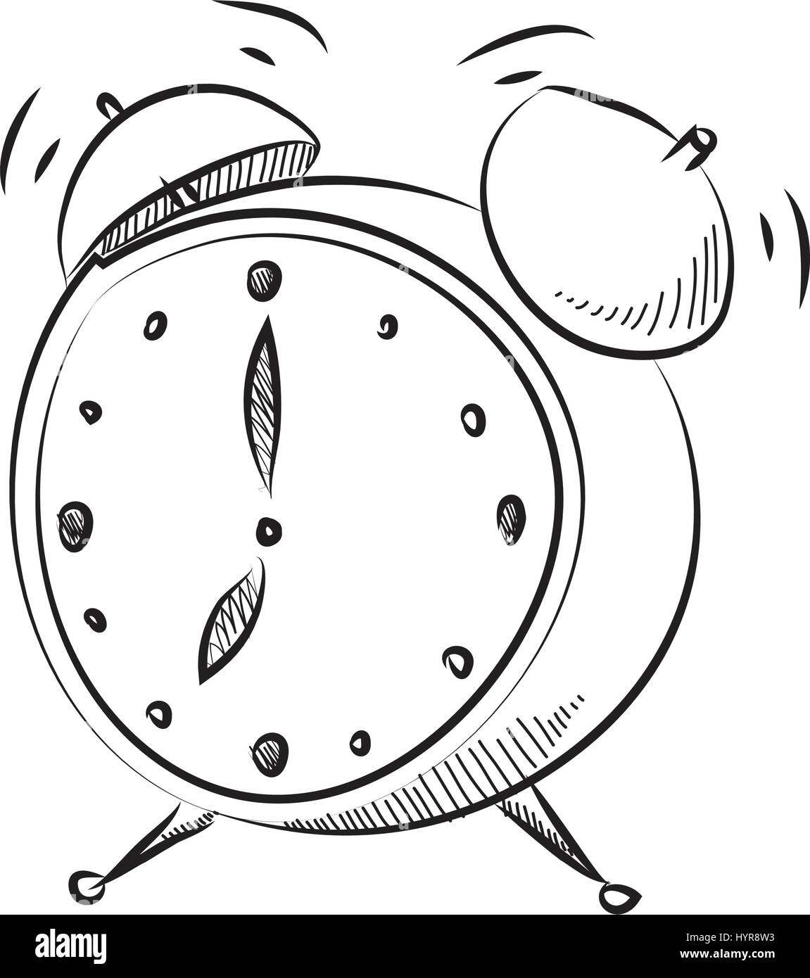 Doodle alarm clock ring Black and White Stock Photos & Images - Alamy