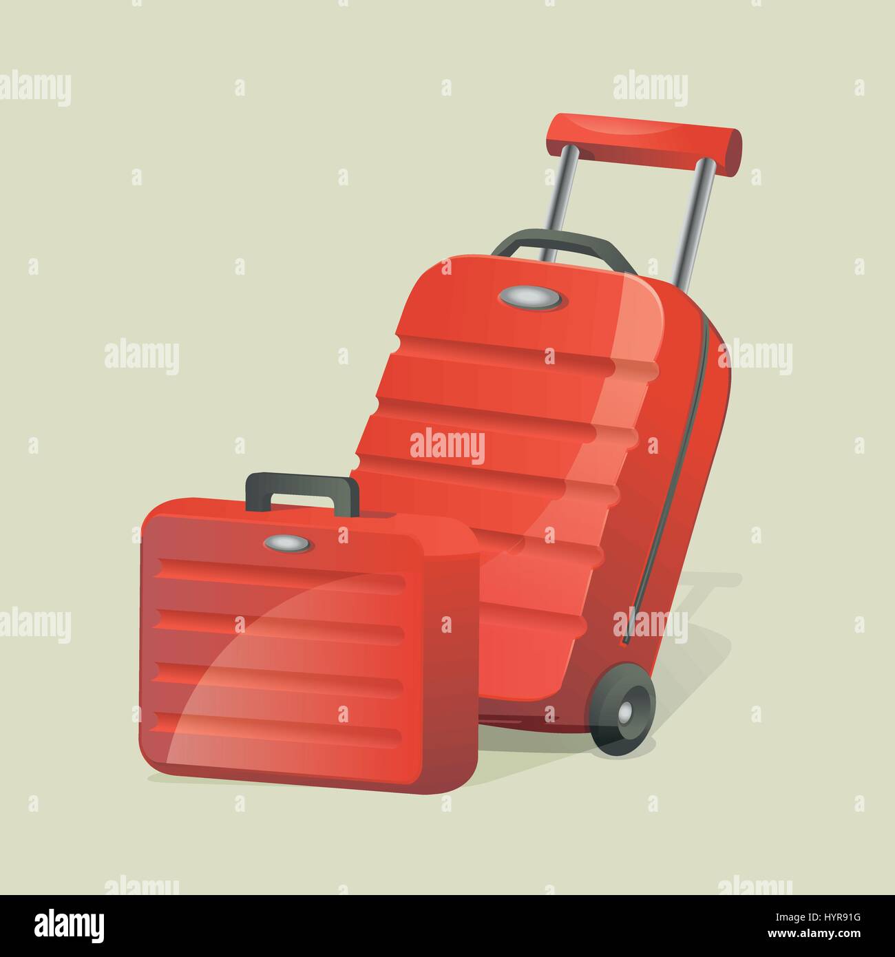 detailed vector illustration of two red luggages Stock Vector Image ...