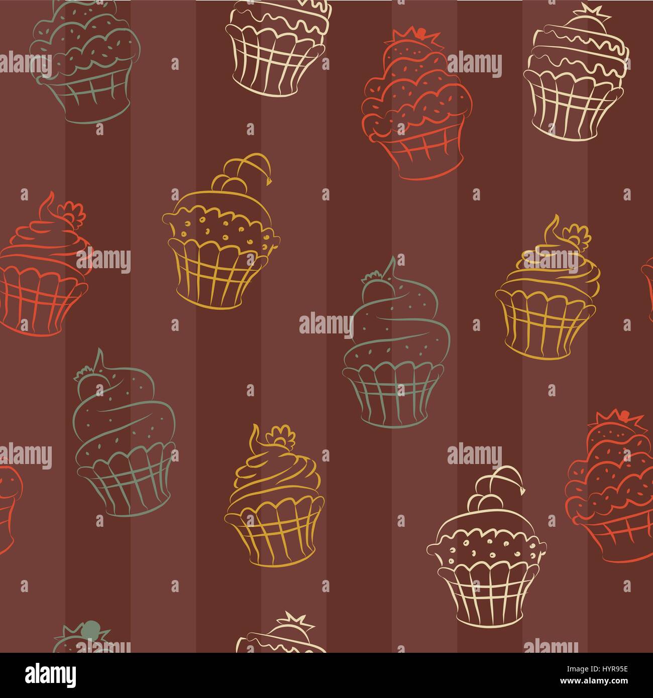 vector sketch drawing cupcakes seamless pattern design Stock Vector Image & Art - Alamy
