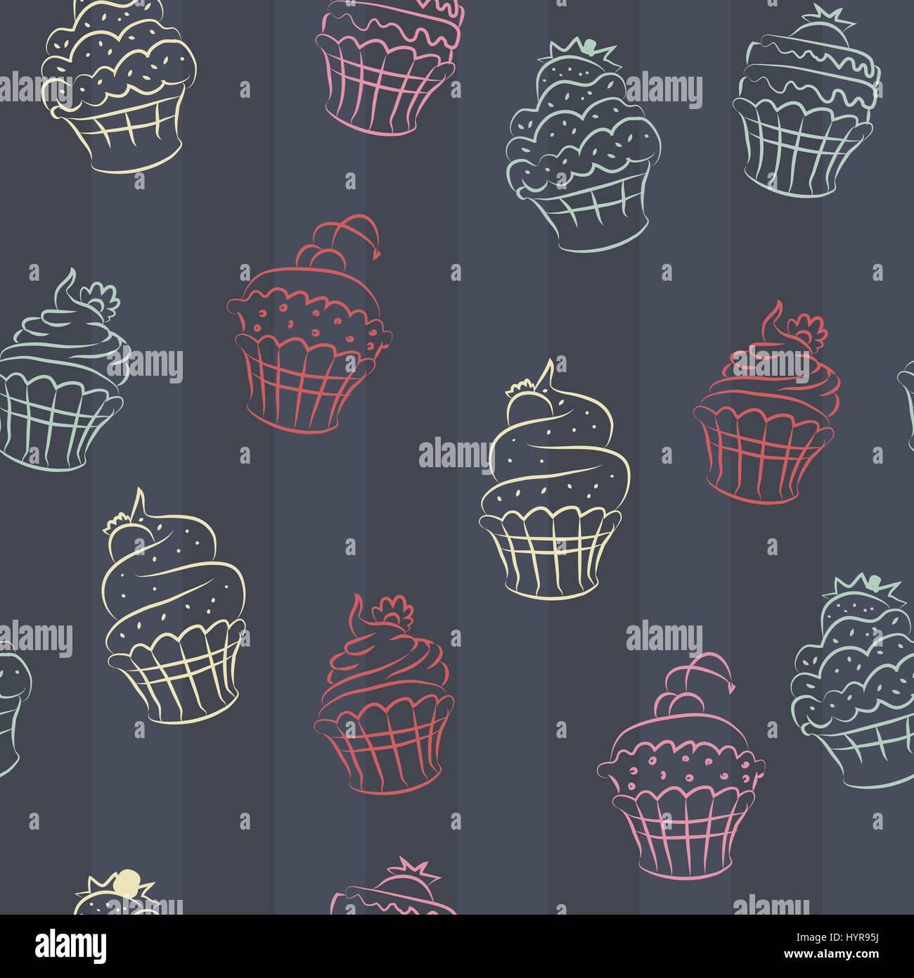 vector sketch drawing cupcakes seamless pattern design Stock Vector Image & Art - Alamy