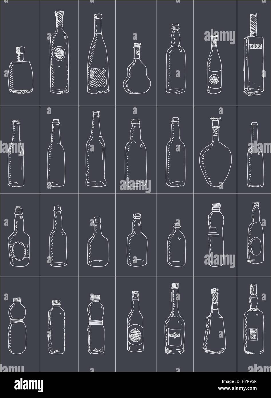 vector seamless hand drawn tiled bottles pattern Stock Vector Image ...