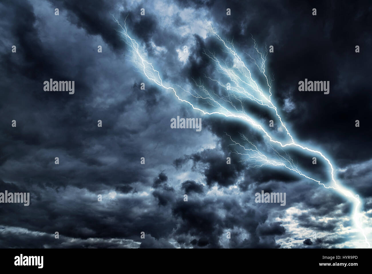 Lightning with dramatic clouds Stock Photo - Alamy
