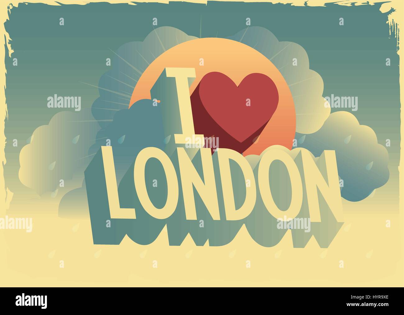 retro style vector "i love" city postcard design Stock Vector Image ...