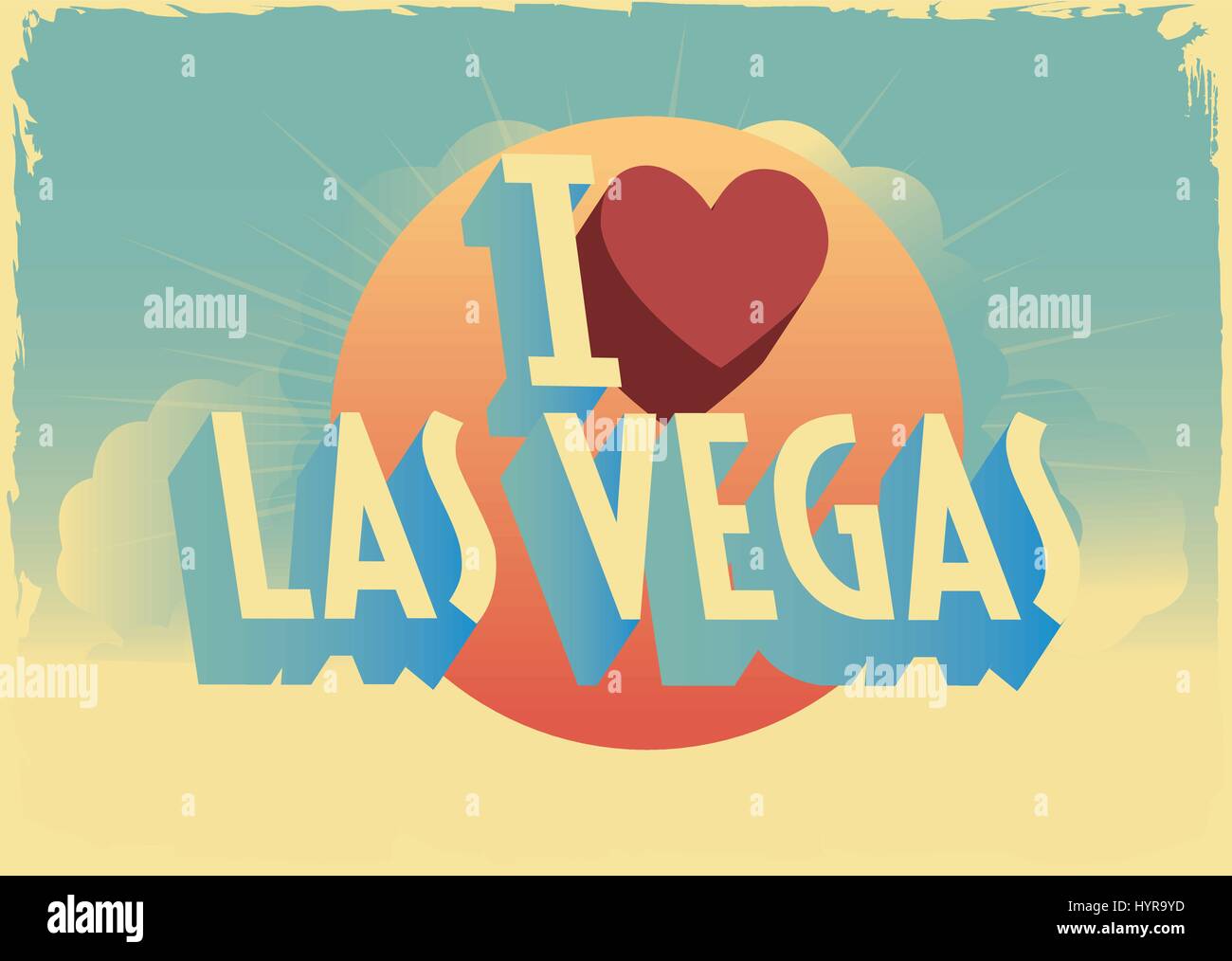 retro style vector "i love" city postcard design Stock Vector Image ...