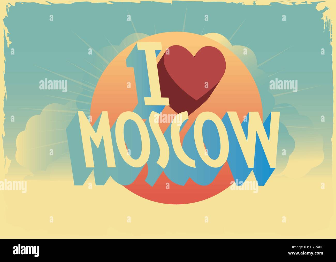 retro style vector "i love" city postcard design Stock Vector Image ...